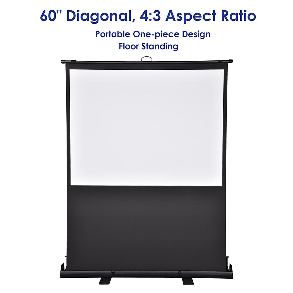 Portable Floor Stand Retractable Projector Screen 60" 4:3
