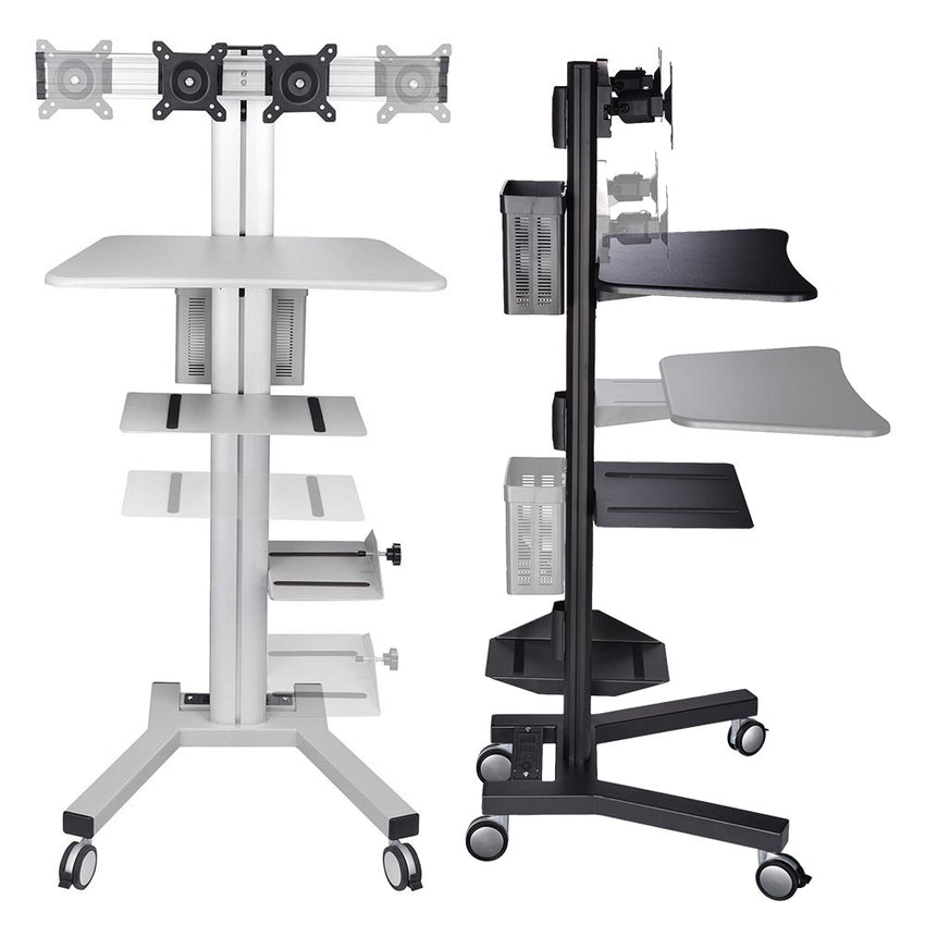 Mobile Computer Cart with Power Dual Monitor Mount – The Display Outlet